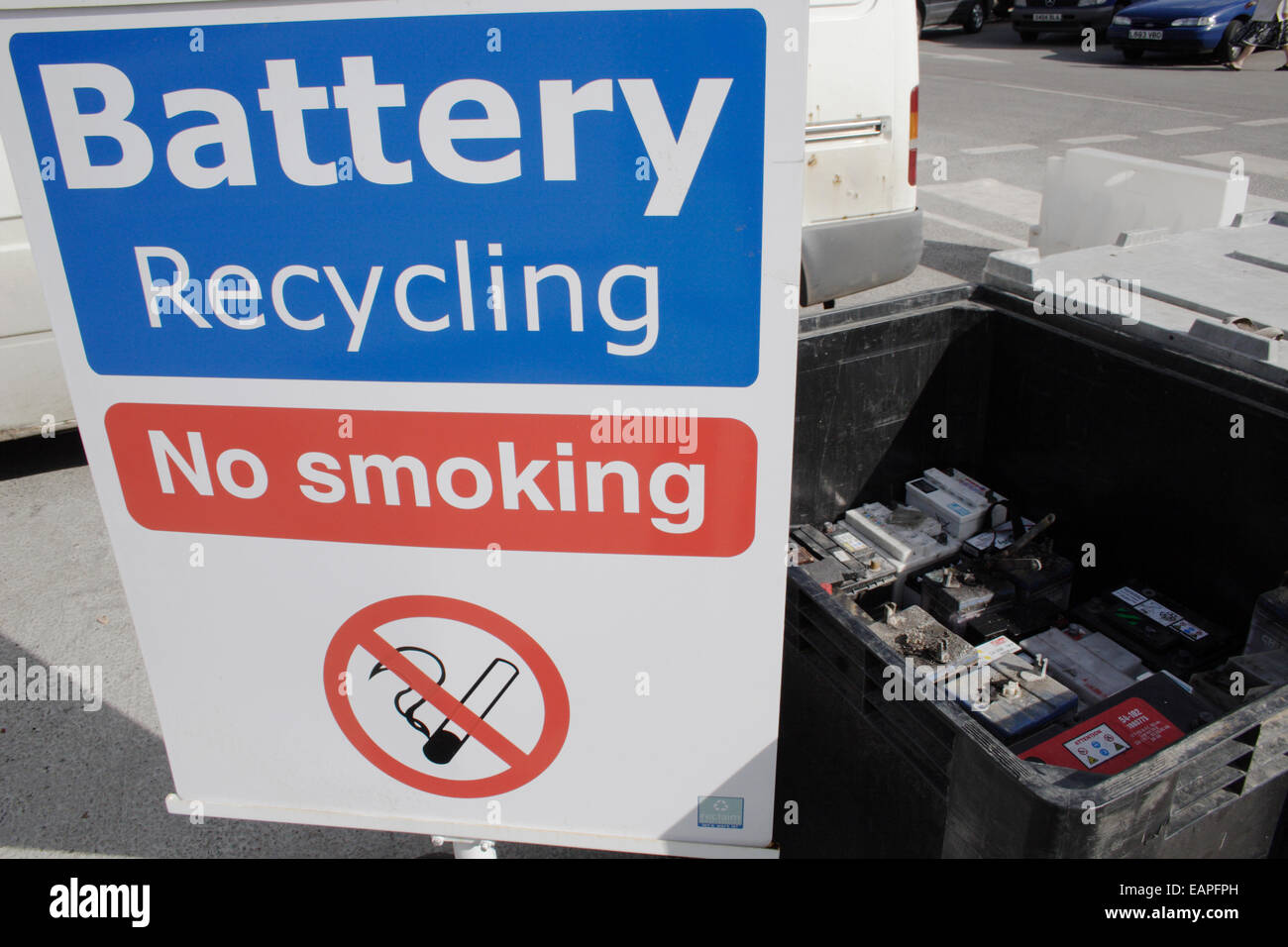 amenity tip battery recycling bin Stock Photo - Alamy