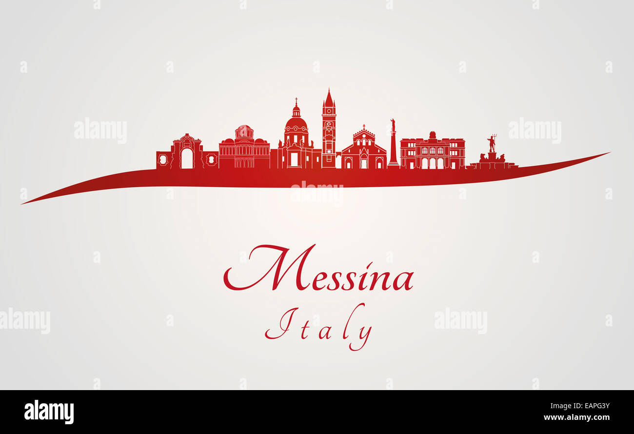 Messina skyline in red Stock Photo - Alamy