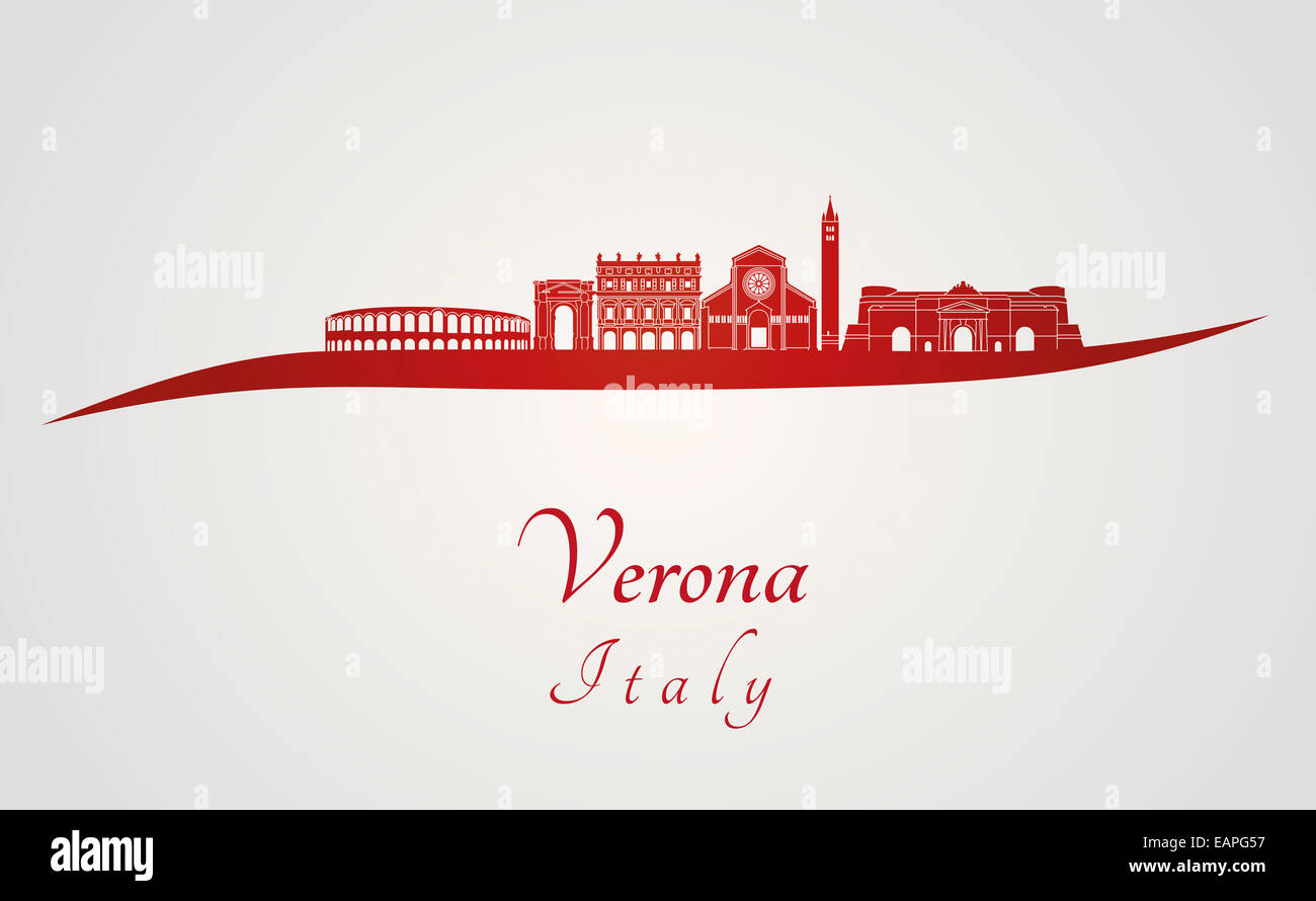 Verona skyline in red Stock Photo - Alamy