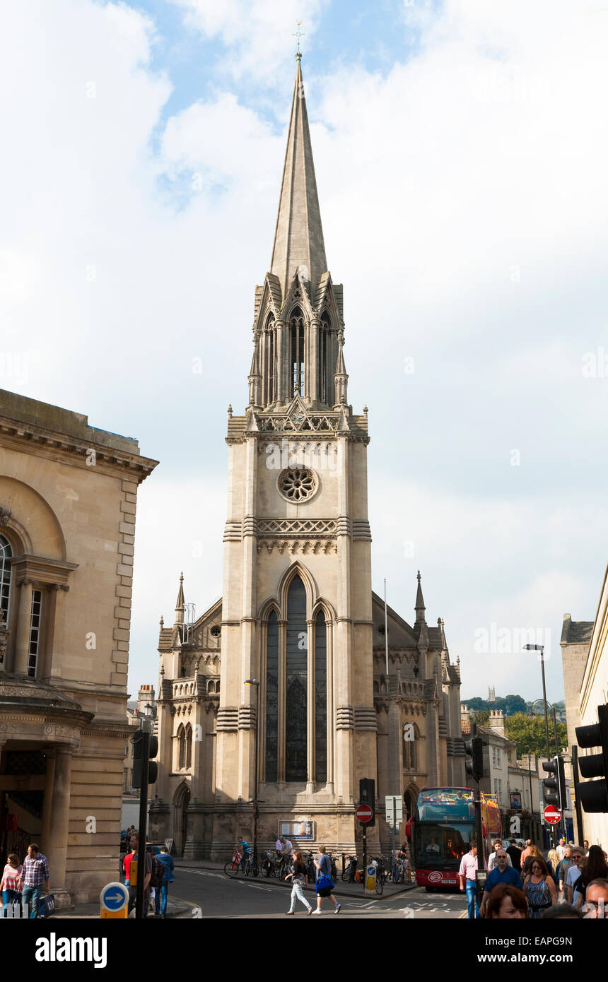 St John the Evangelist Catholic Church with stone tower and spire ...