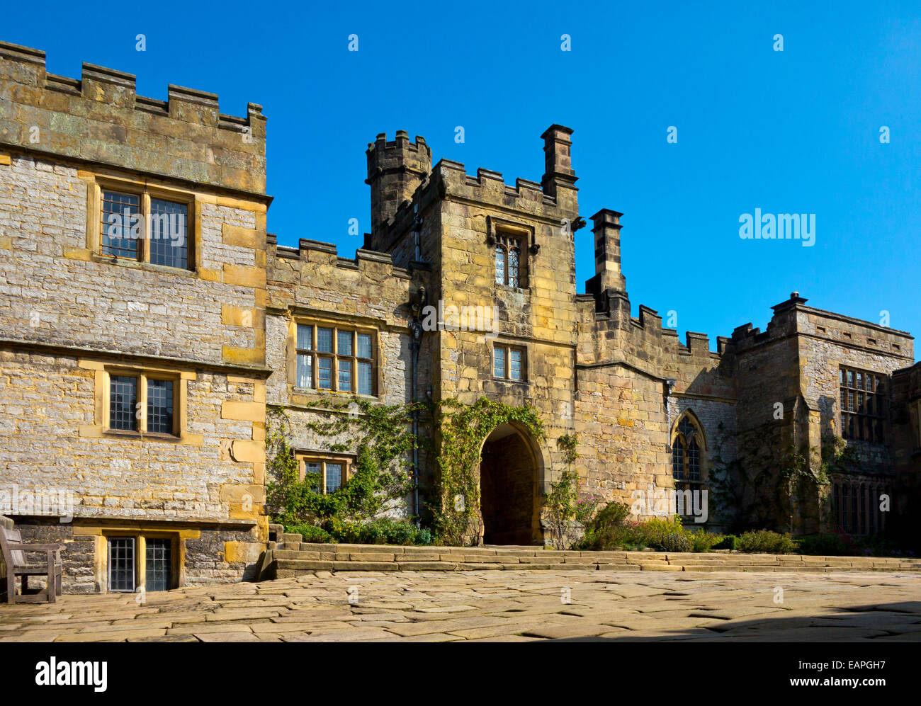 Haddon Hall near Bakewell in the Peak District Derbyshire Dales England ...