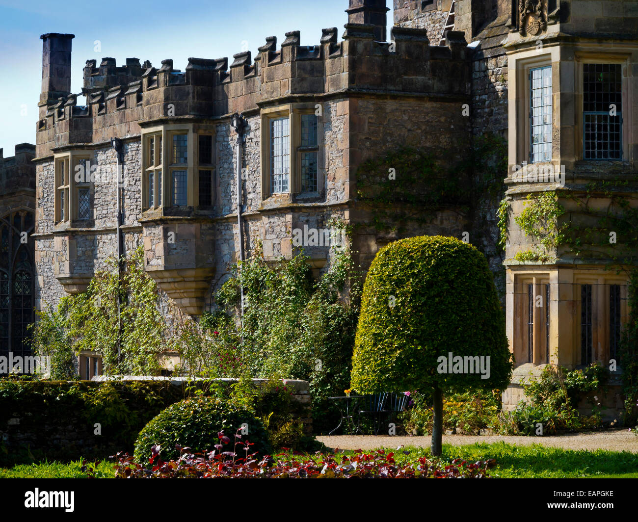 Haddon Hall near Bakewell in the Peak District Derbyshire Dales England ...