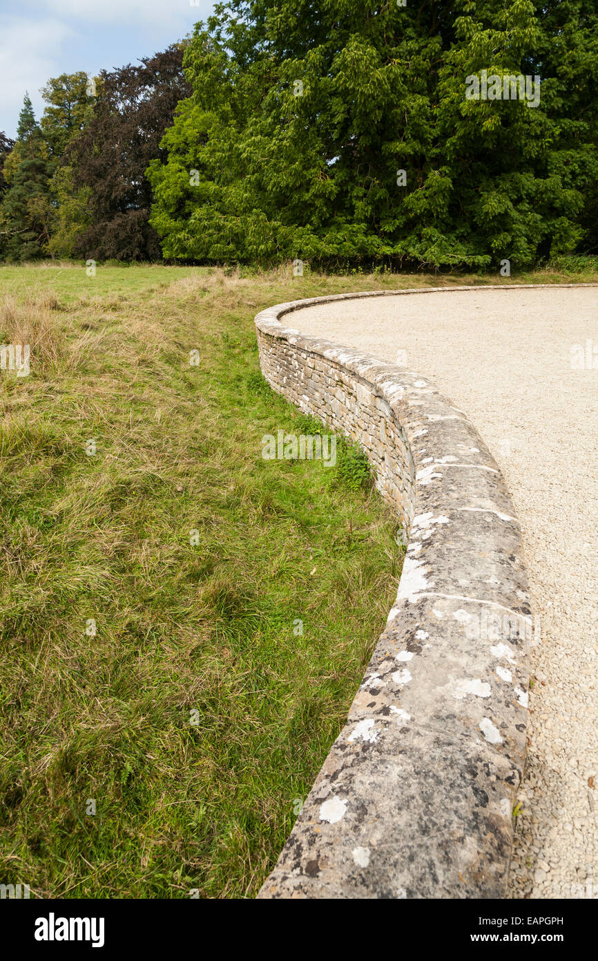 Ha-ha (or ha-ha wall) (also haw-haw) in the gardens at Lacock Abbey ...