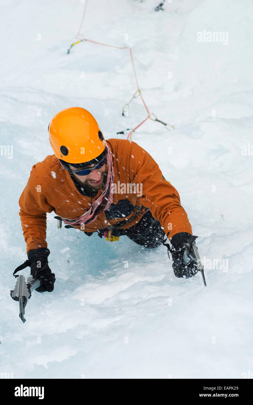 Overhead ice climber climbing frozen hi-res stock photography and ...