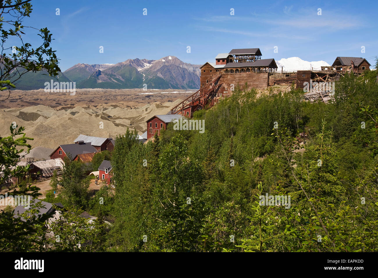 View Of The Kennecott Mine Mill Buildings With The Root Glacier In The ...