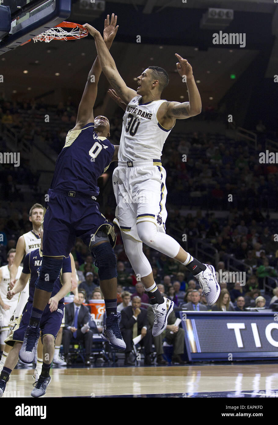 South Bend, Indiana, USA. 16th Nov, 2014. Notre Dame forward Zach ...
