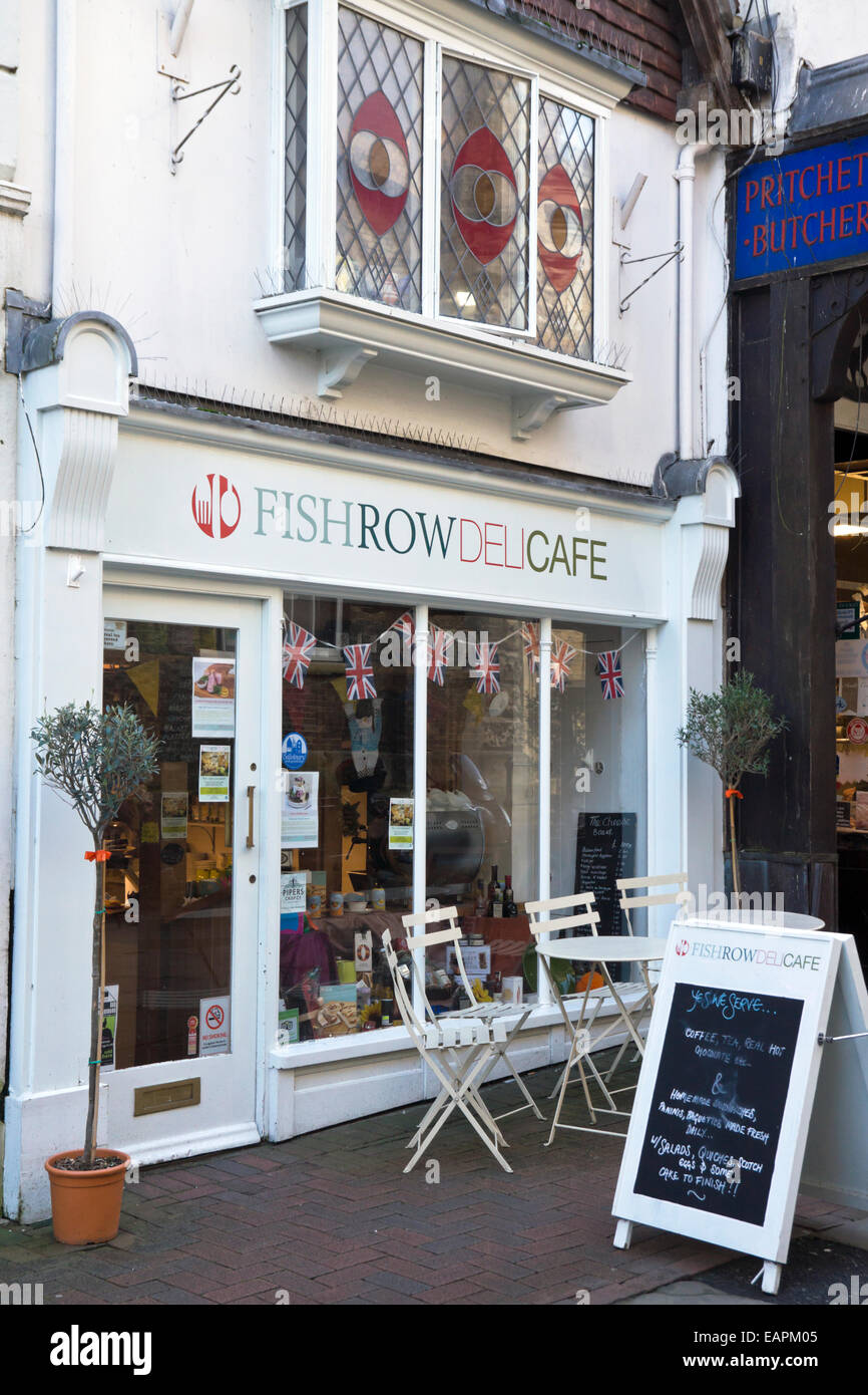 Salisbury a Cathedral town in Wiltshire England UK Fish Row Cafe Stock ...