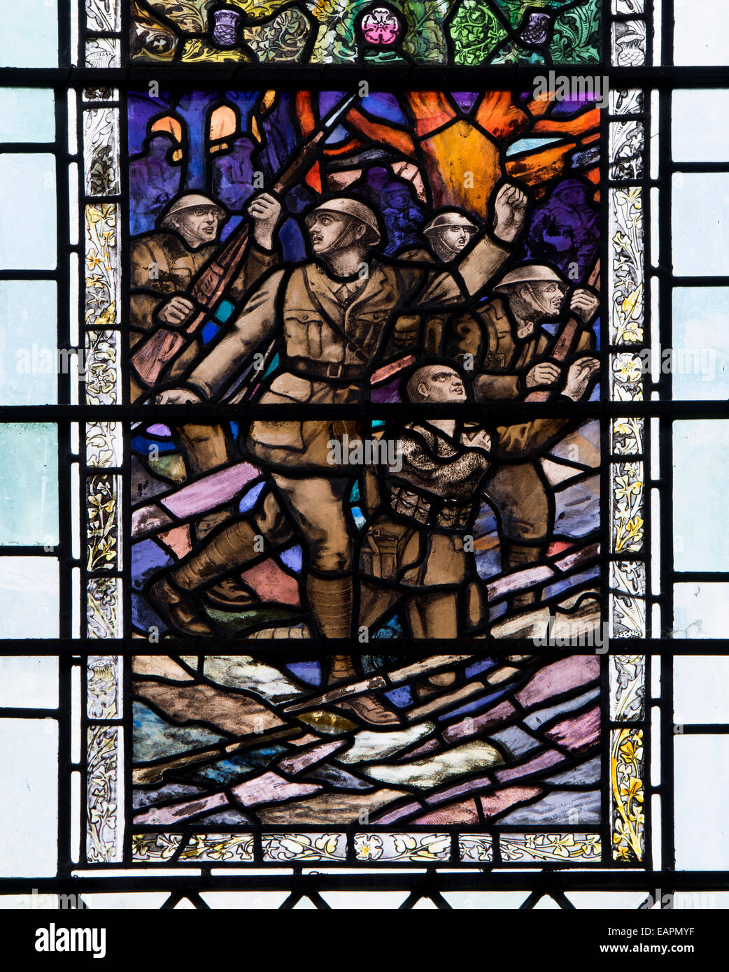 First World War memorial window, Worcester Cathedral, UK Stock Photo ...