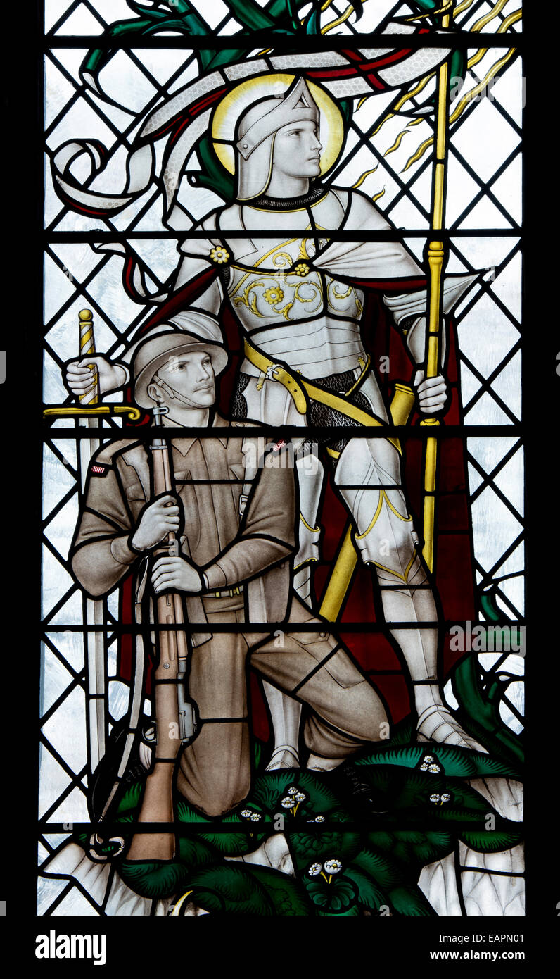 Second World War memorial window detail, Worcester Cathedral, UK Stock ...