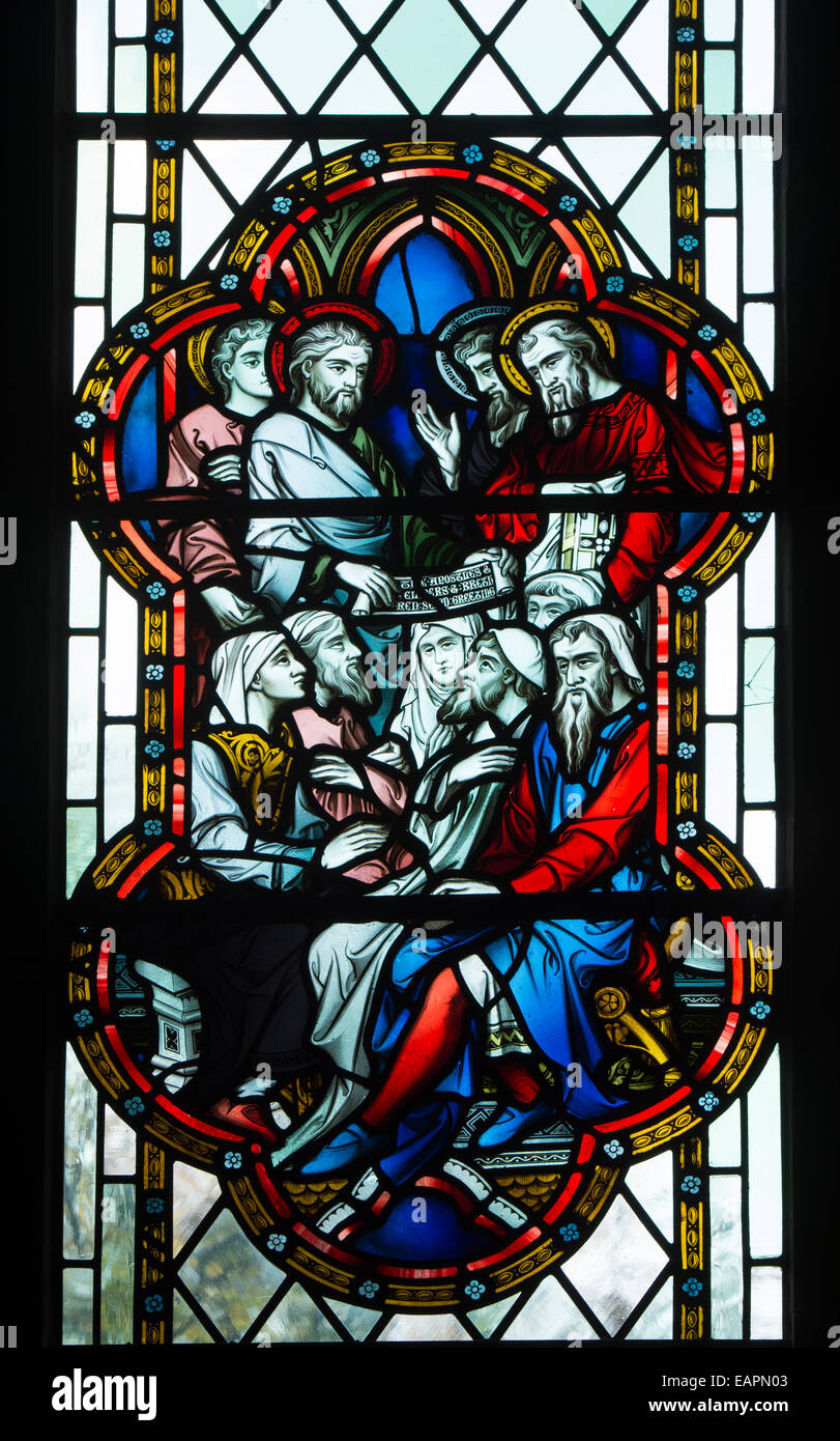 Elders and brethren stained glass, Worcester Cathedral, UK Stock Photo ...