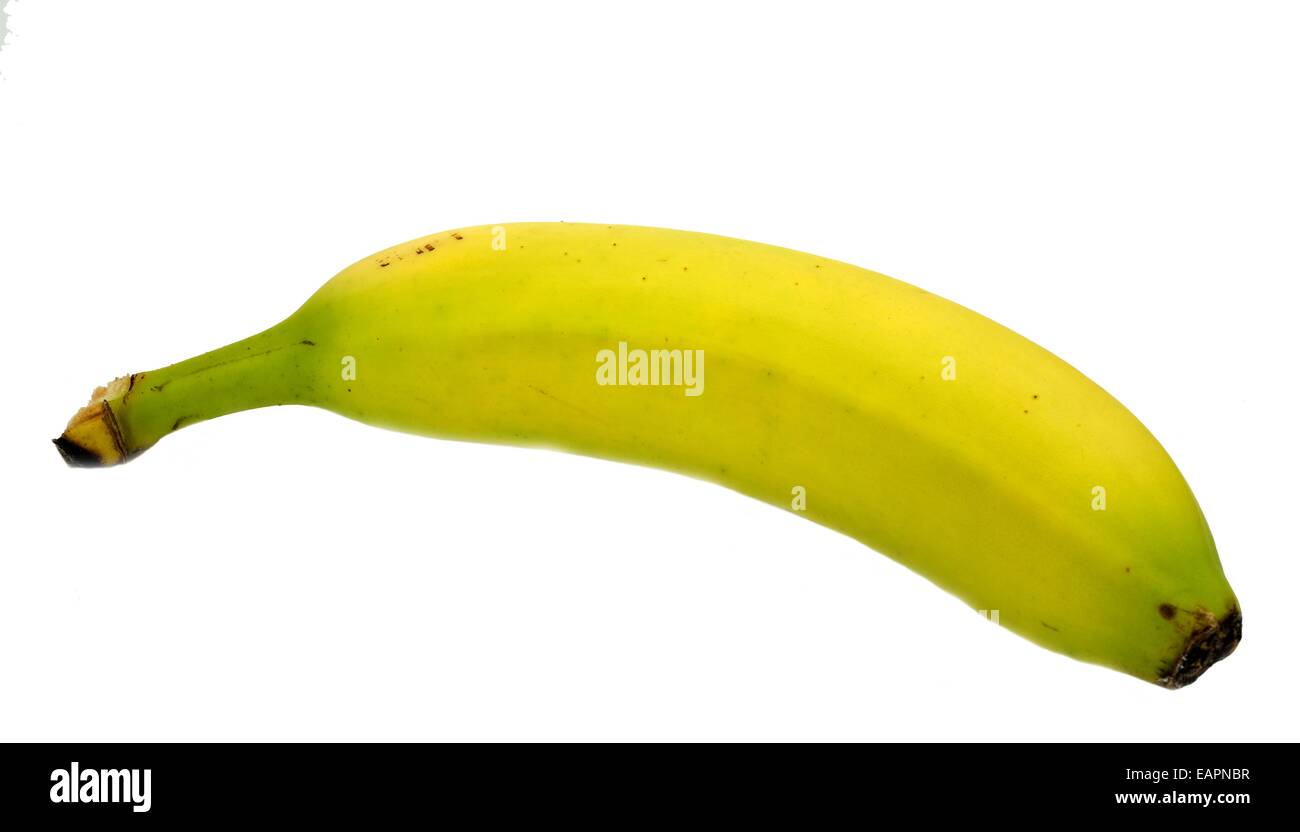 A single banana on a white background Stock Photo - Alamy