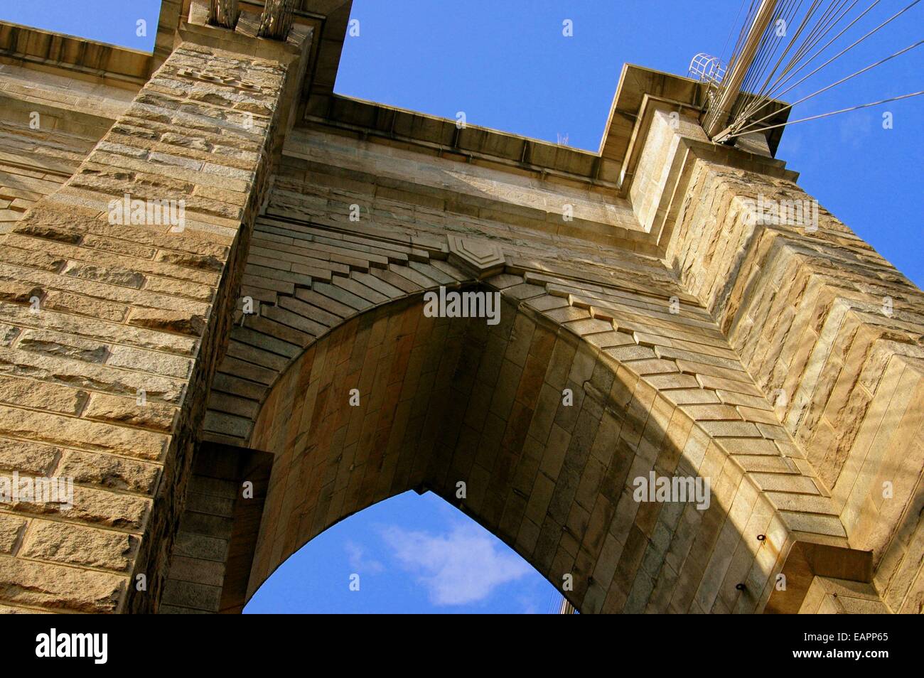 NYC: The iconic gothic arch of the west tower of the 1875 Brooklyn ...