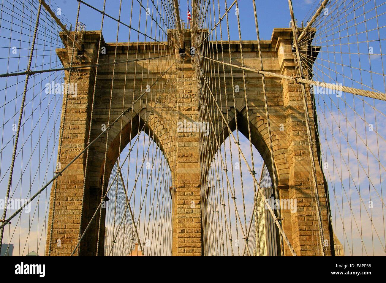 NYC: The iconic gothic arch of the west tower of the 1875 Brooklyn ...