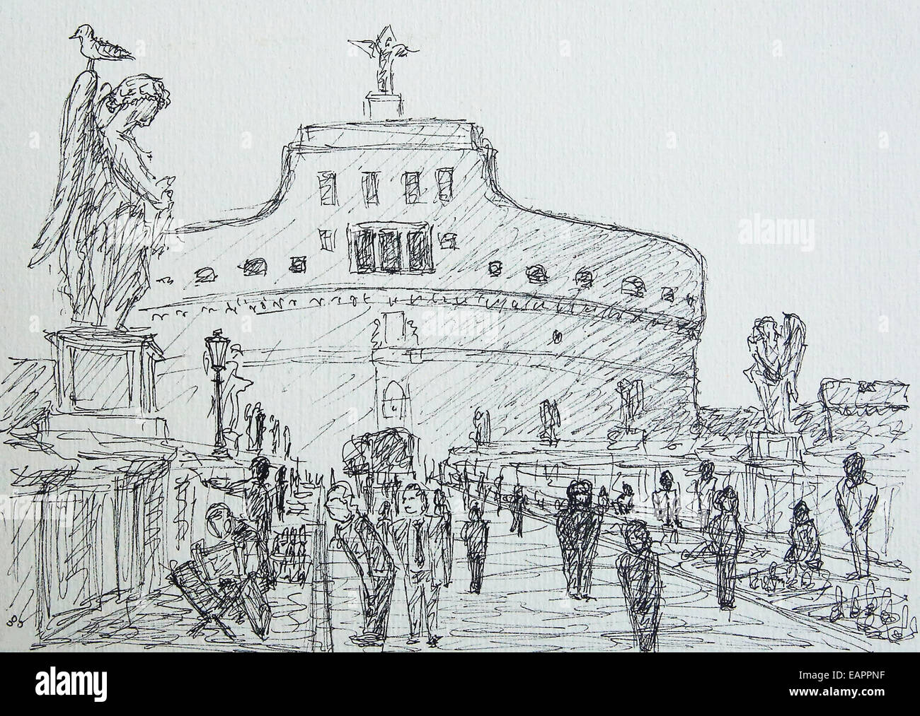 Black white drawing rome cityscape hi-res stock photography and images ...