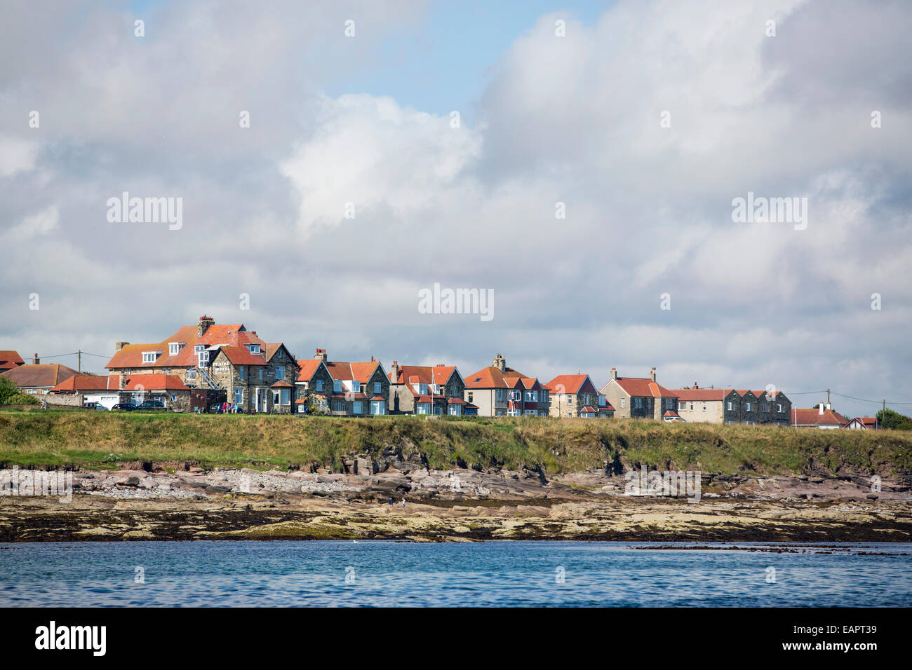 Seahouses on the Northumberland coast from the sea, UK Stock Photo - Alamy
