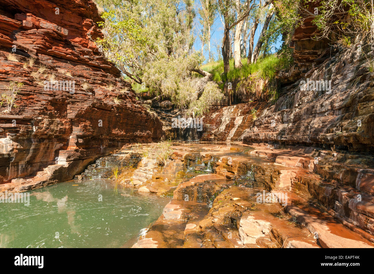 Kalamina Waterfall and Gorge, Karijini NP, WA, Australia Stock Photo ...