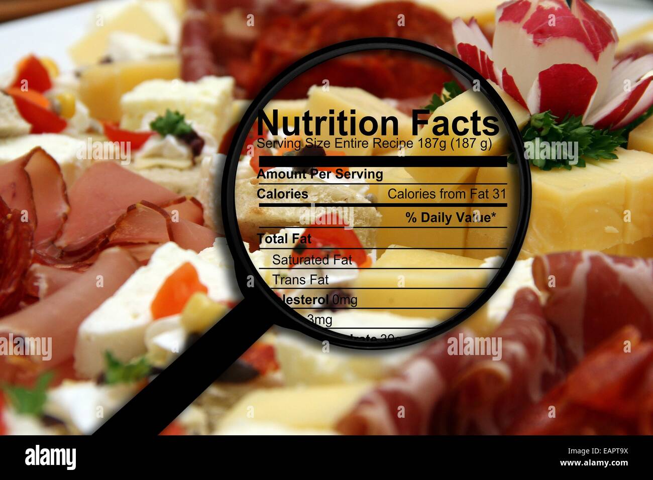 Nutrition facts on food Stock Photo - Alamy