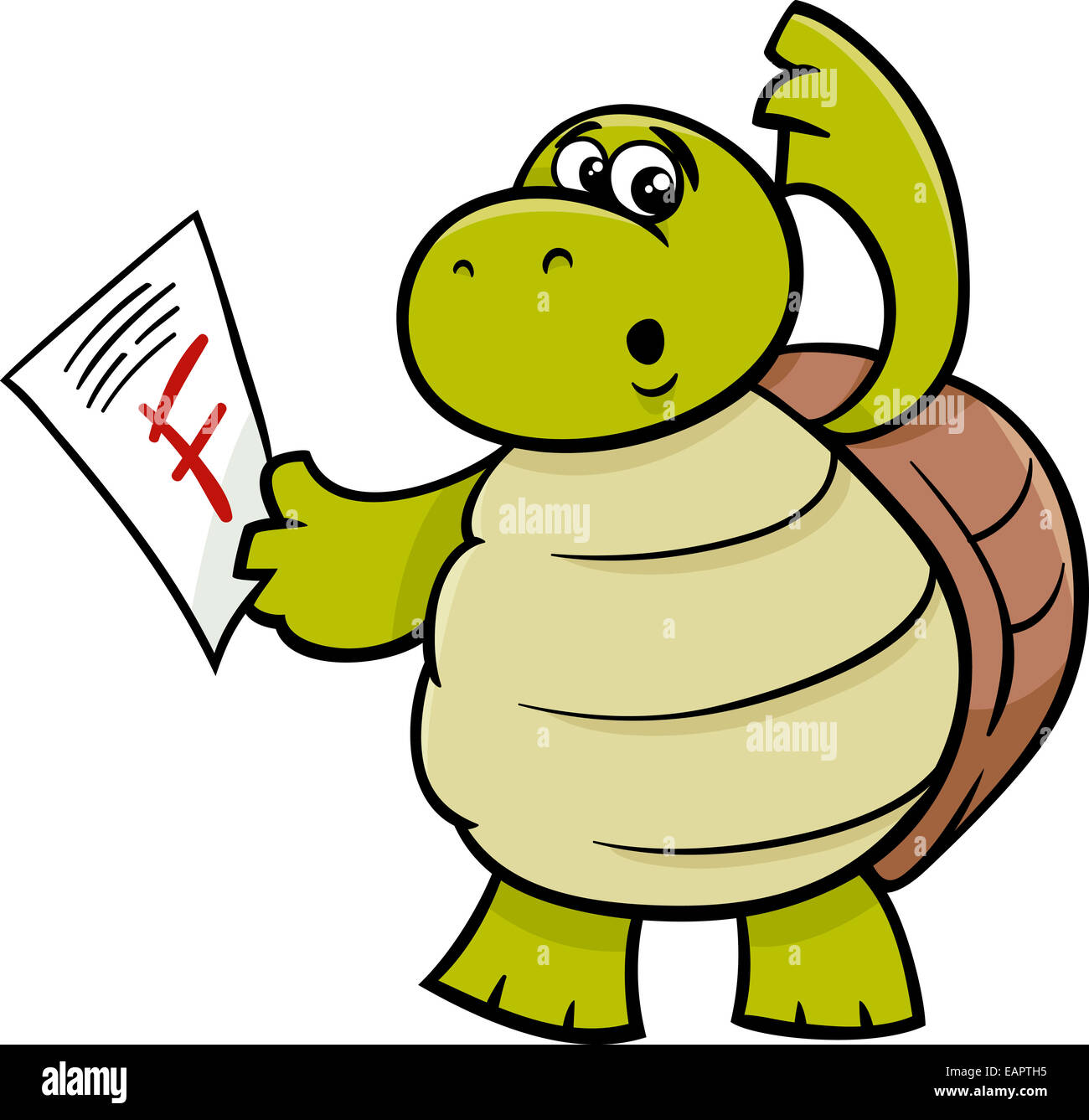 Cartoon Illustration of Funny Turtle Animal Character with F mark on a ...