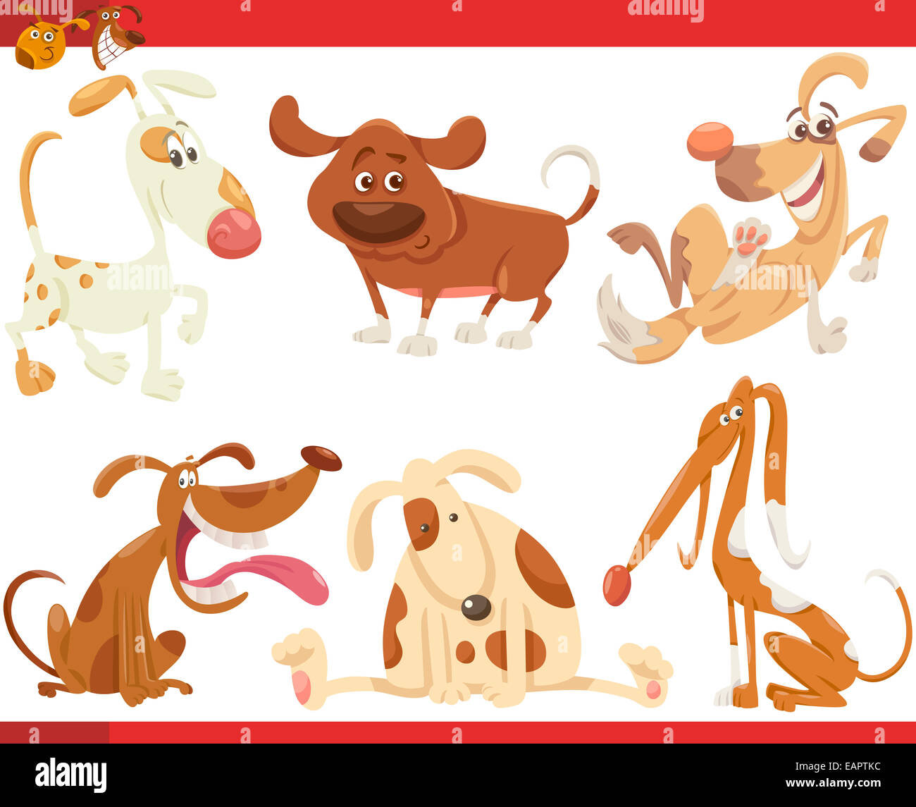 Cartoon Illustration of Happy Dogs or Puppies Pets Set Stock Photo - Alamy