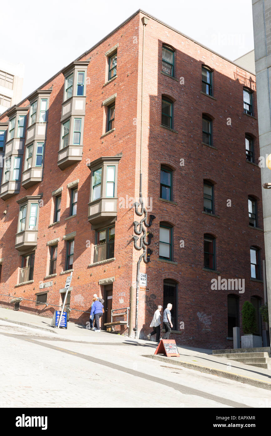 People walking up the steep street in Seattle Stock Photo - Alamy