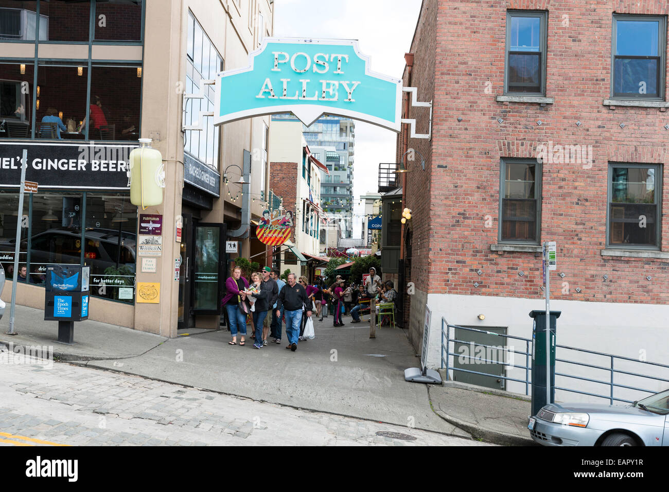 People walking up the steep street in Seattle Stock Photo - Alamy