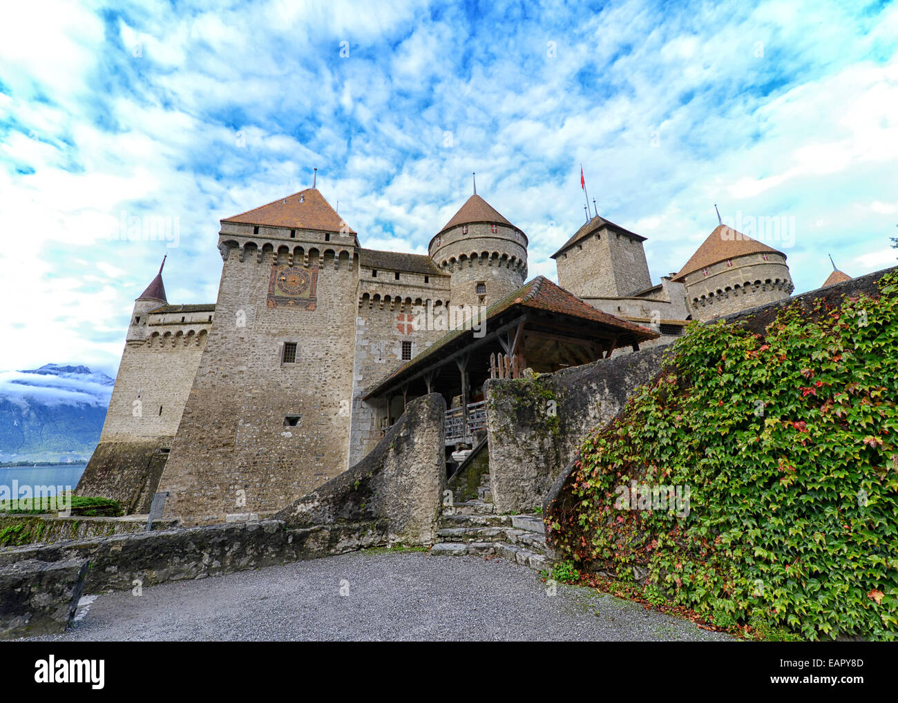 Chateau De Chillon (Chillon Castle) on Lake Geneva, Switzerland Stock ...