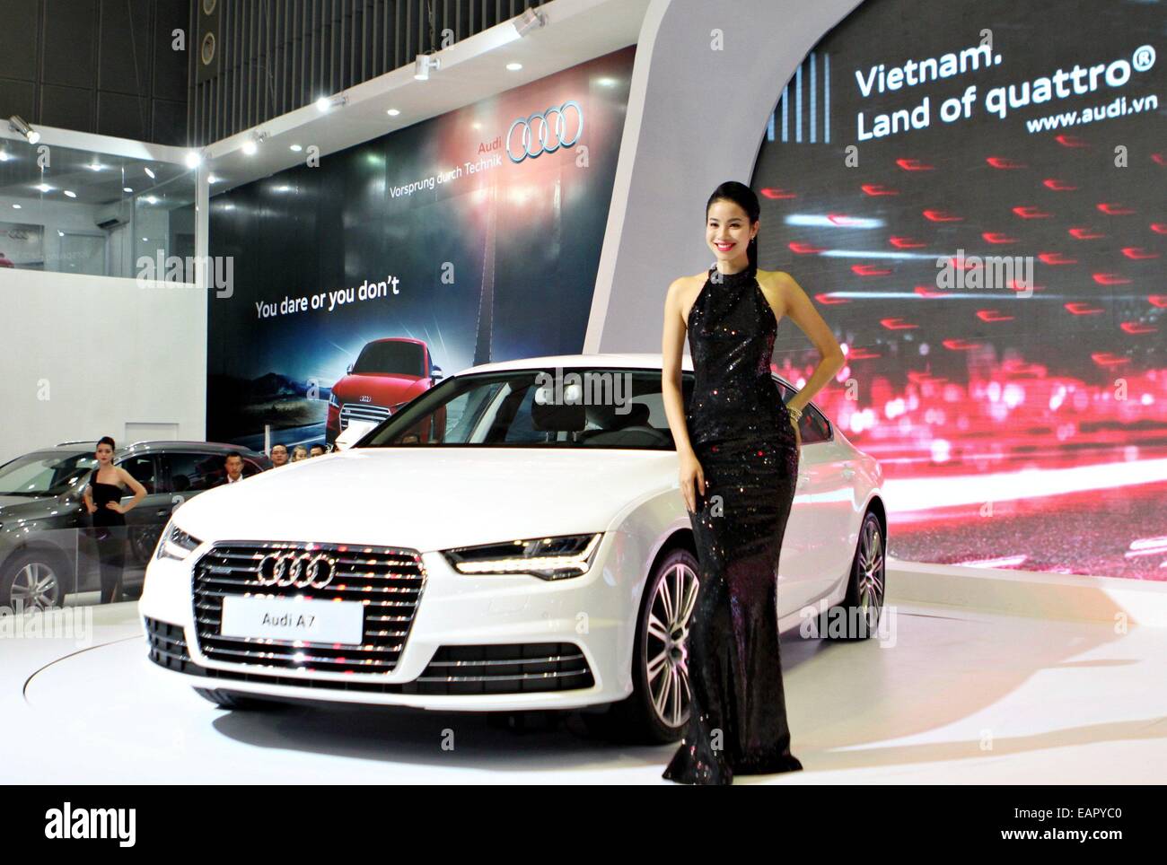 Ho Chi Minh City, Vietnam. 19th Nov, 2014. A model presents an Audi A7 ...
