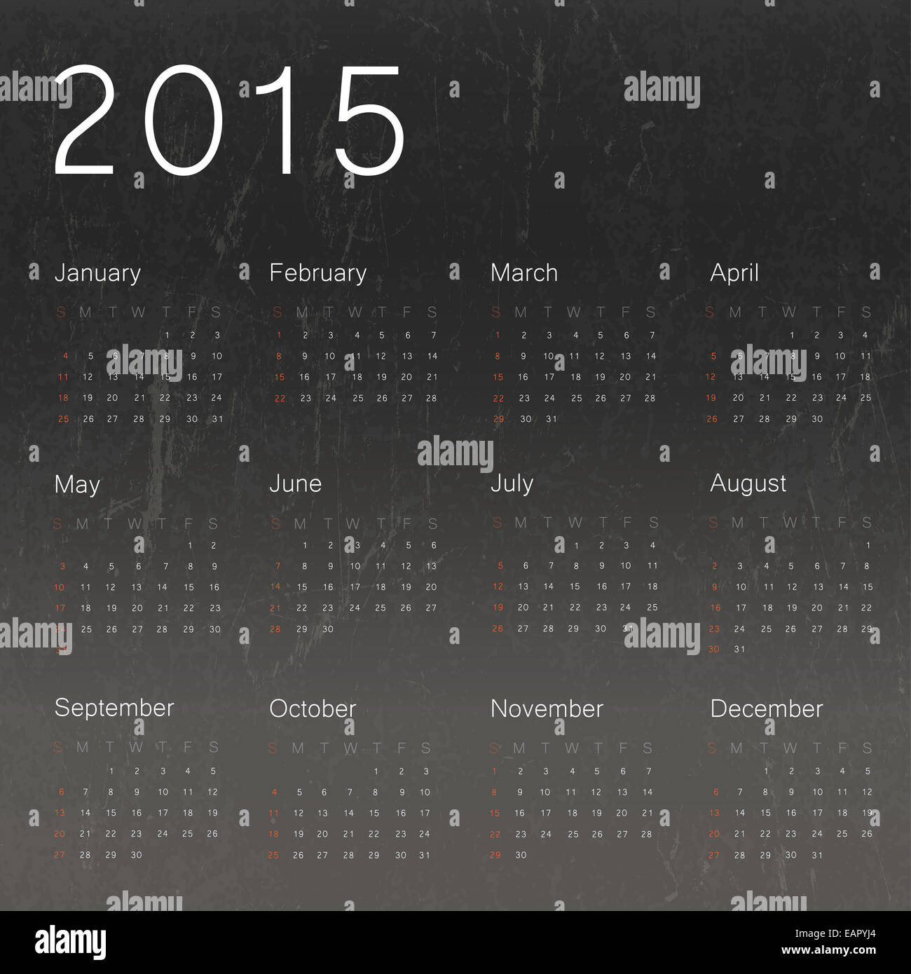 Calendar 2015 on black chalkboard background.Vector Stock Photo - Alamy