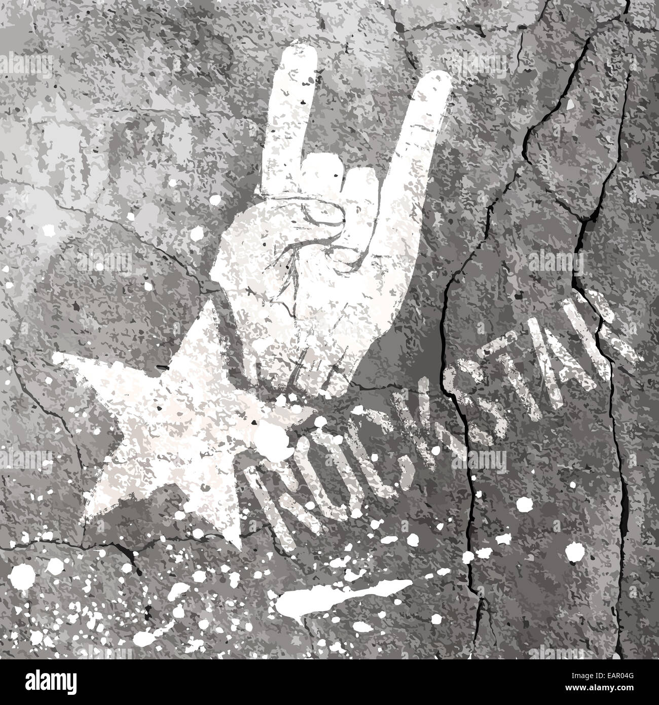 Rockstar symbol with sign of the horns gesture. Vector template with ...