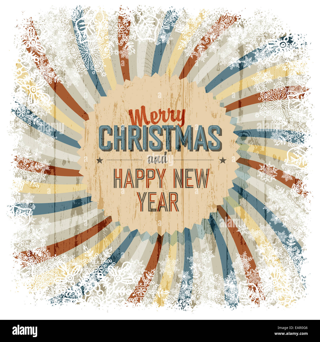 Merry Christmas greeting with colorful rays background, vector Stock ...