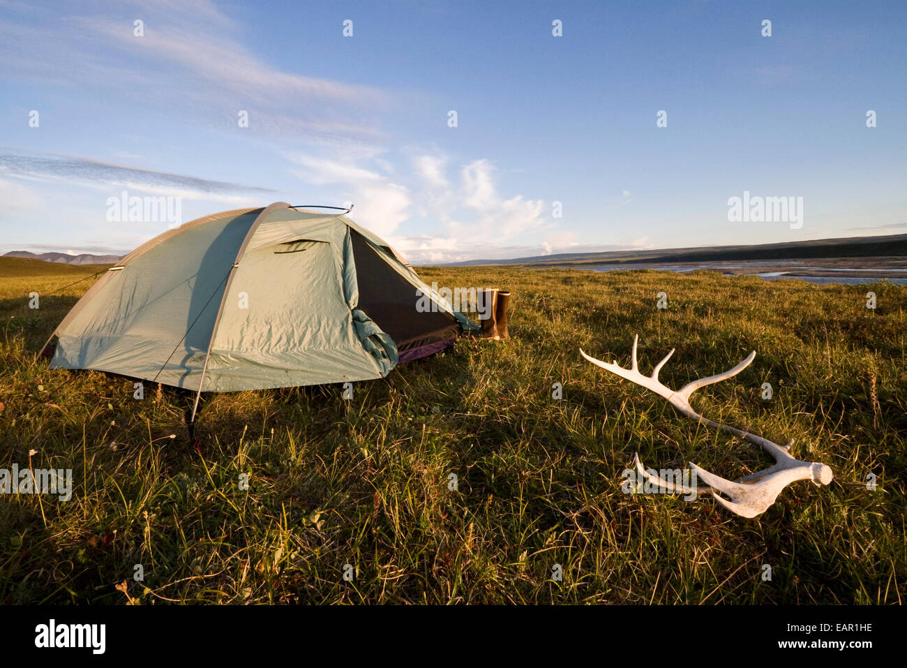 Tent Camping Near The Canning River In Anwr. Summer In Arctic Alaska ...