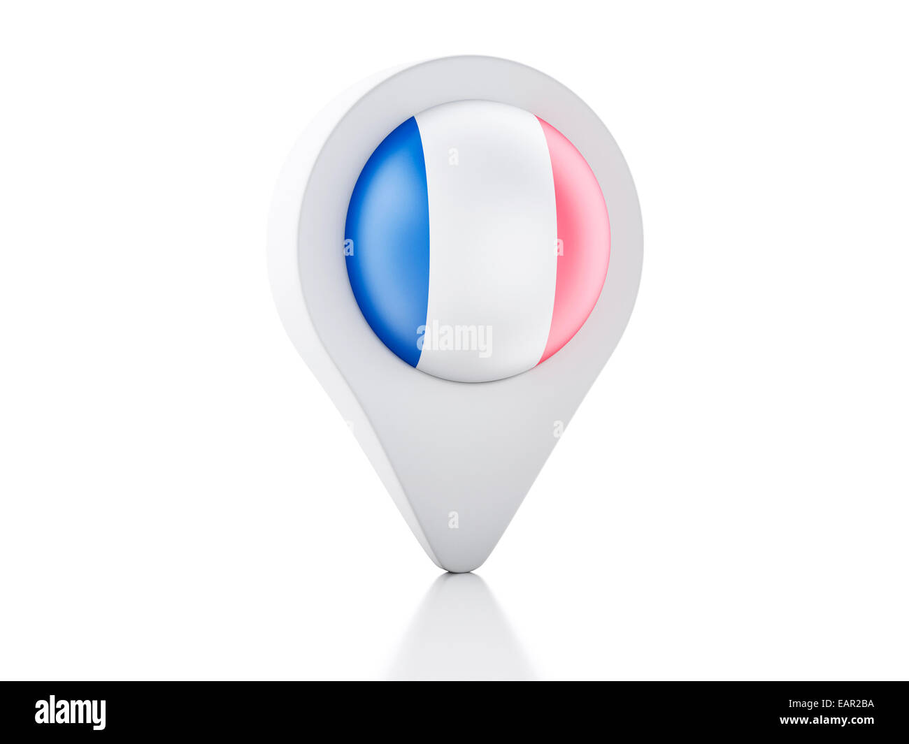 image of Map pointer france flag icon on white background. 3d renderer ...