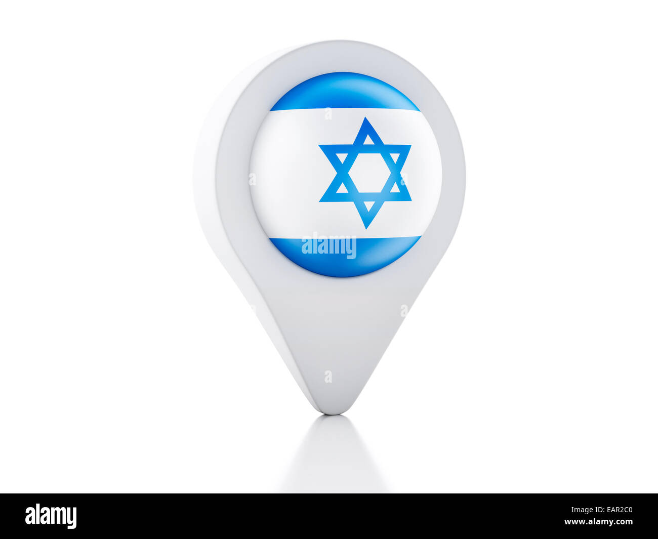 image of Map pointer Israel flag icon on white background. 3d renderer ...