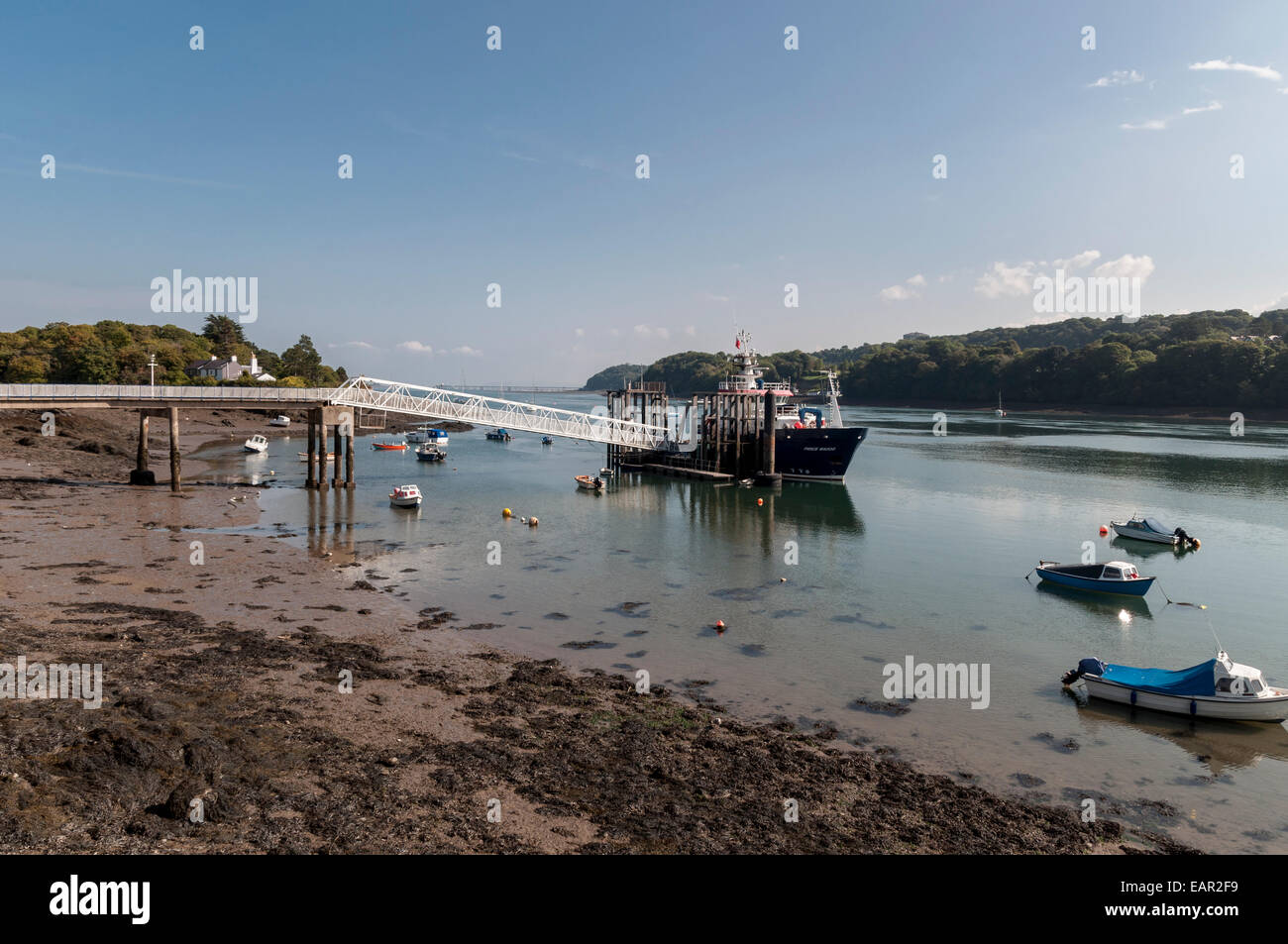 Prince Madog Oceanographic Ship moored on Menai Strait Anglesey North ...