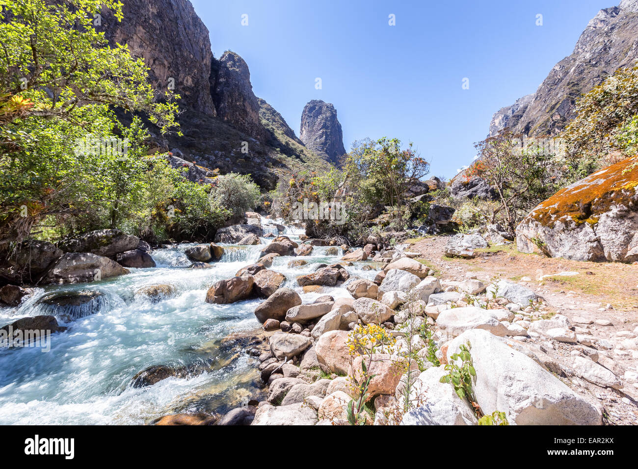 A view from Santa Cruz trek, Santa Cruz valley, Andes, Peru, South ...