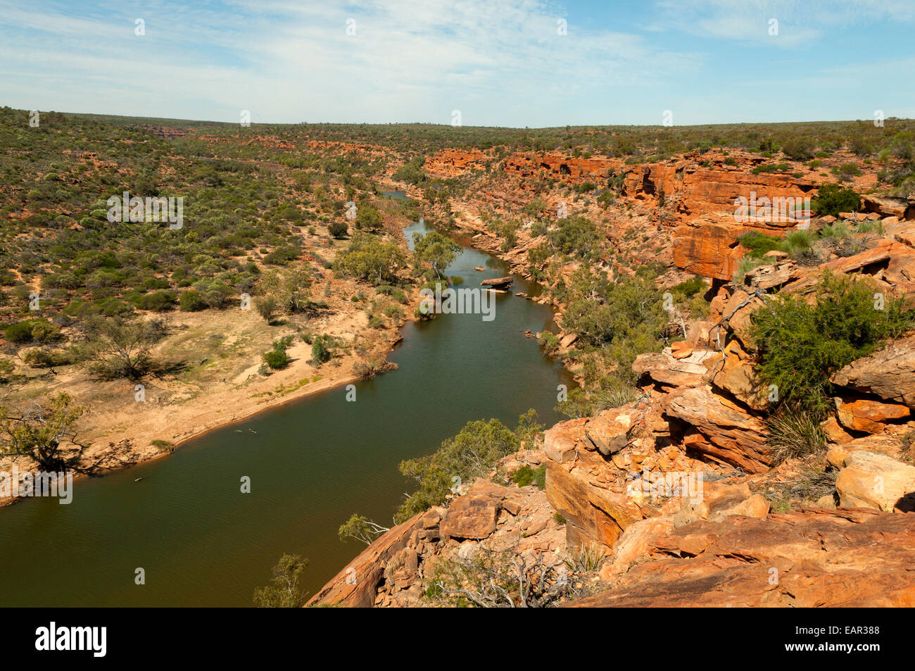 Murchison River from Hawks Head in Kalbarri NP, WA, Australia Stock ...