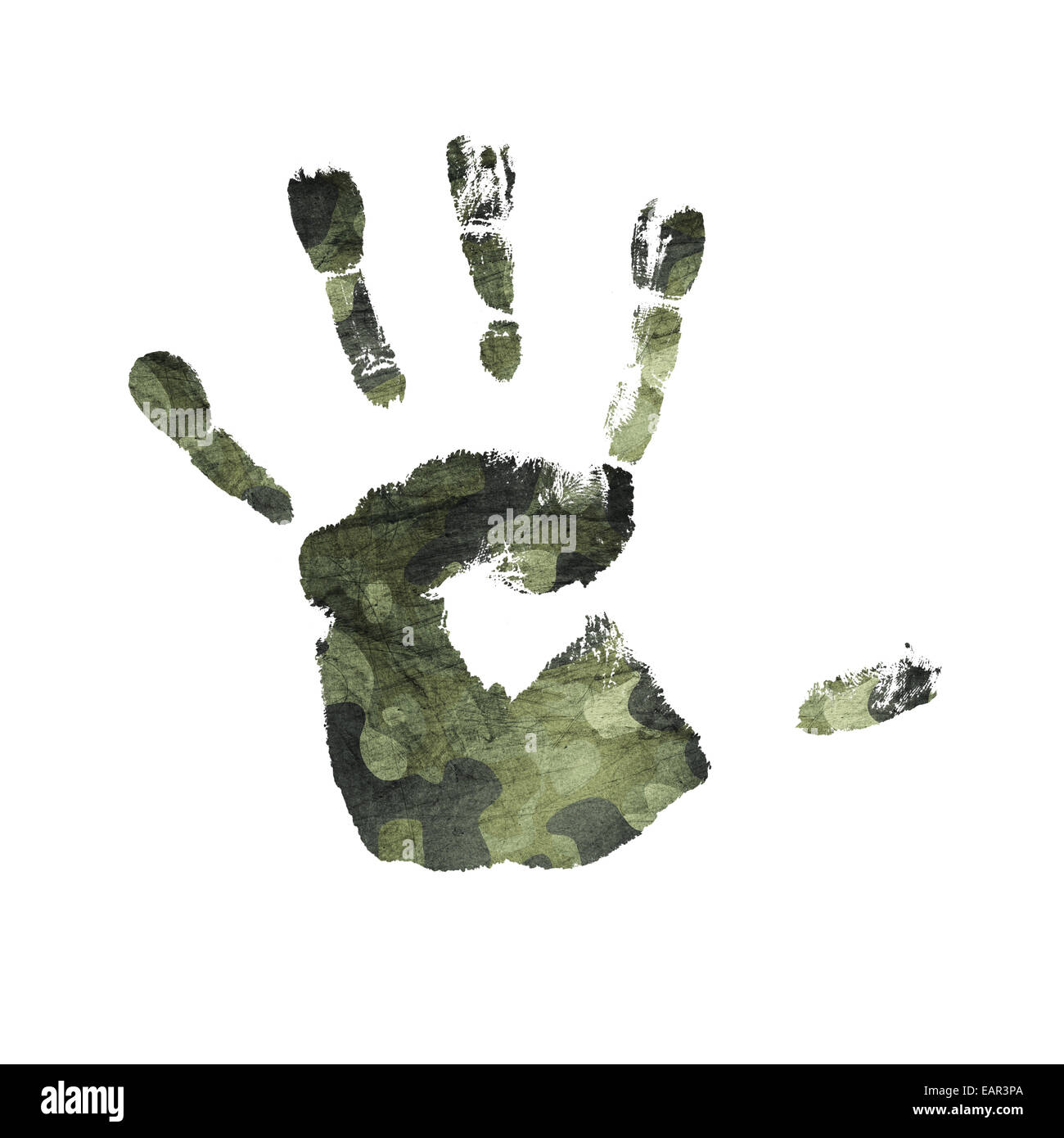 Handprint with camouflage texture, isolated Stock Photo - Alamy