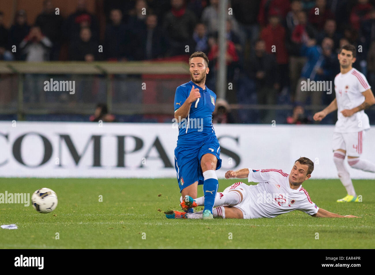 Genova, Italy. 18th Nov, 2014. Andrea Bertolacci (ITA), Amir Abrashi ...