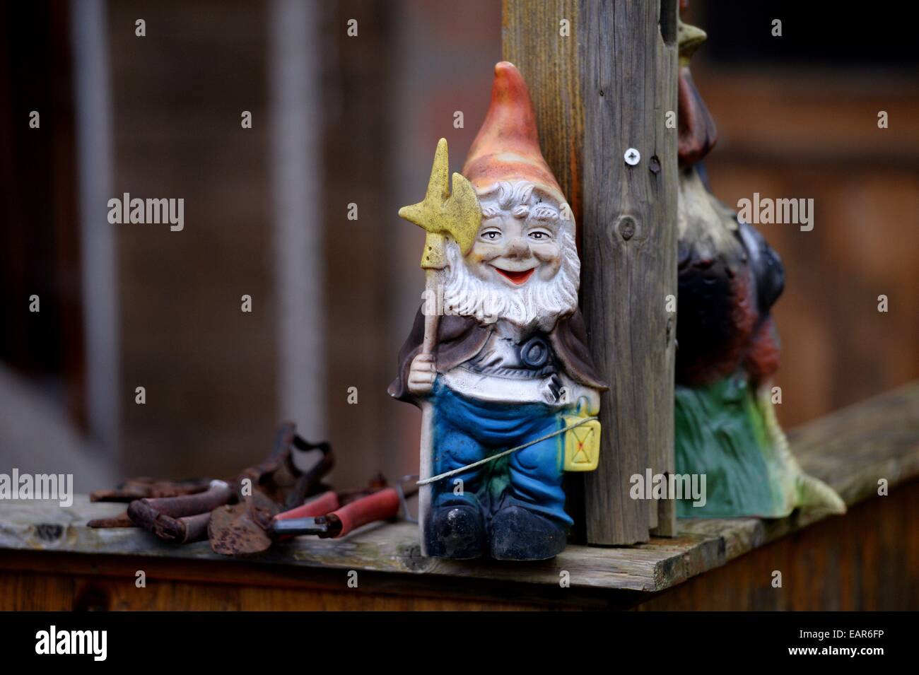 A garden gnome in a garden in germany, 19. November 2014. Photo: Frank ...