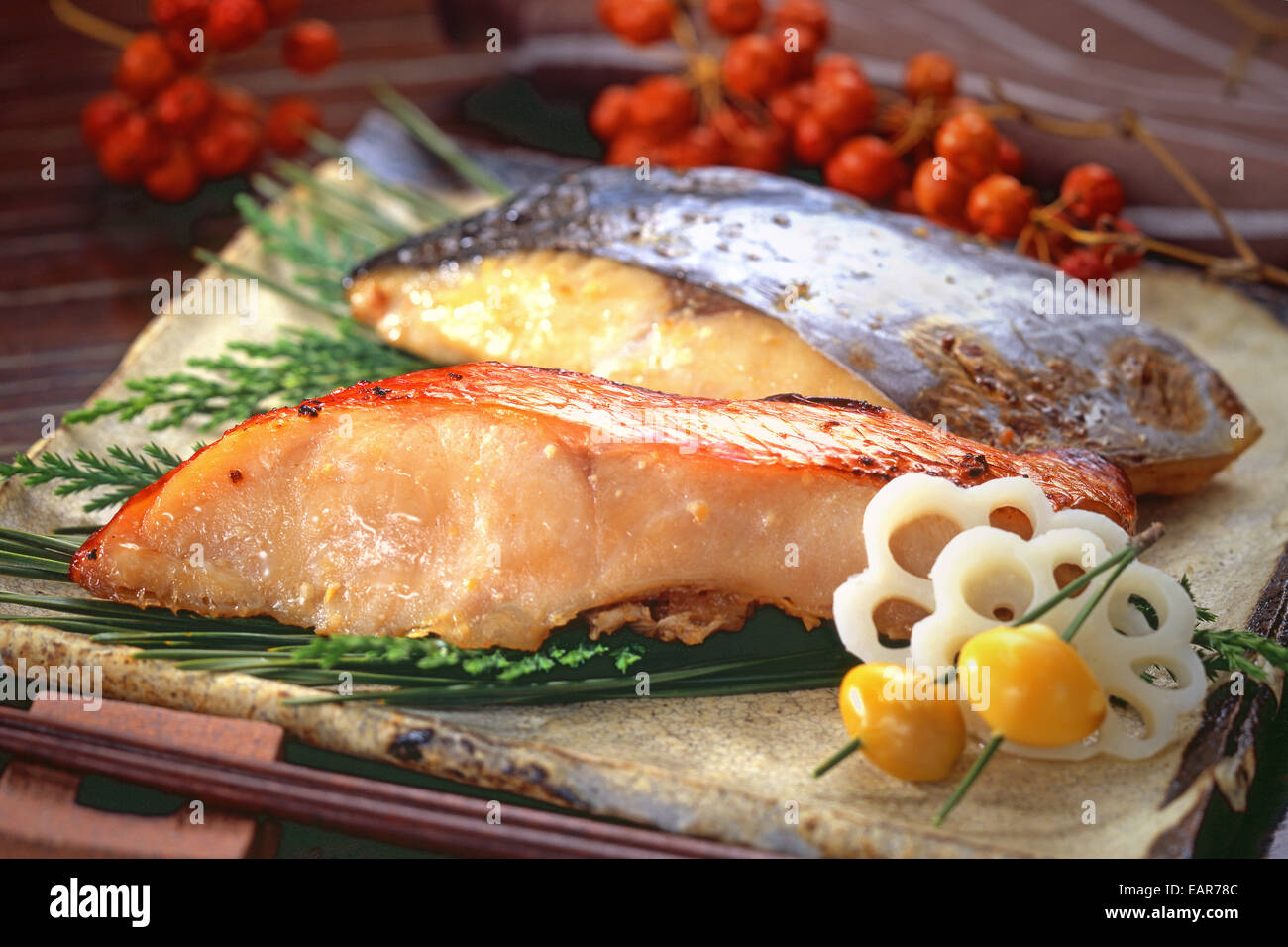 Japanese style grilled fish Stock Photo - Alamy