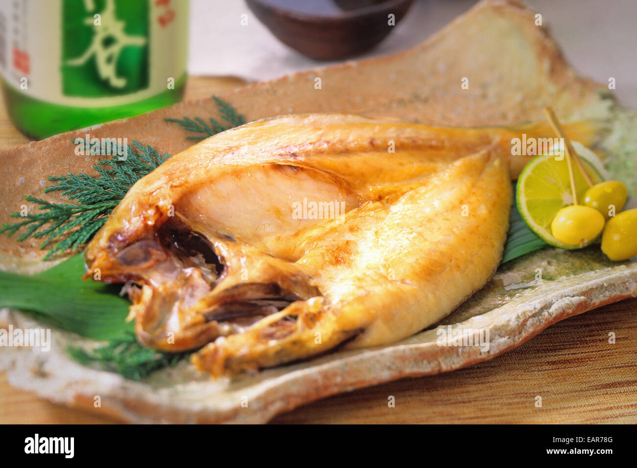 Japanese style grilled fish Stock Photo - Alamy