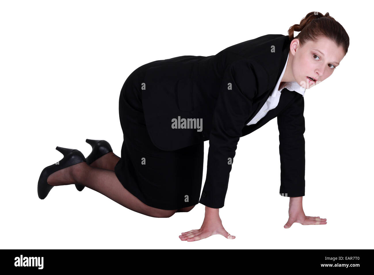 A businesswoman on all fours Stock Photo - Alamy