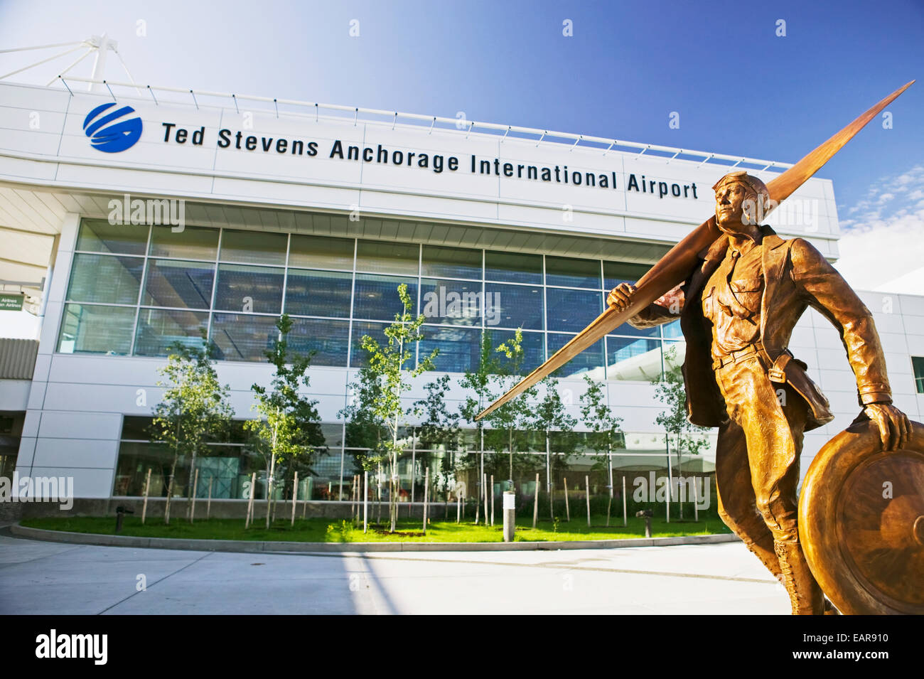 Bronze Statue Outside The Ted Stevens Anchorage International Airport ...