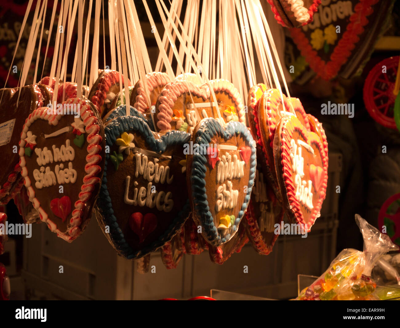 Lebkuchen hanging at the Christkindlmarkt (Christmas Market) in ...
