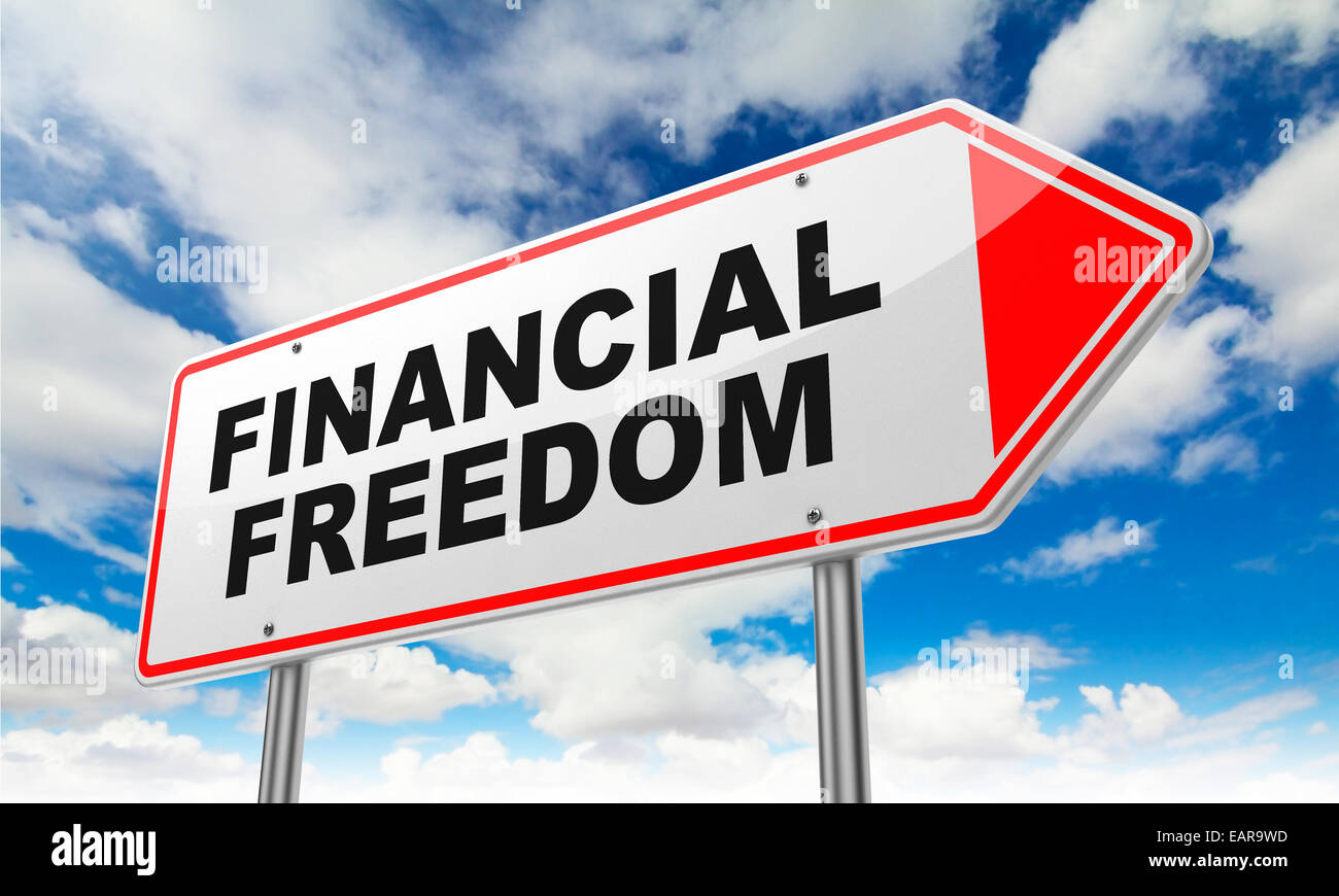 Financial Freedom on Red Road Sign Stock Photo - Alamy