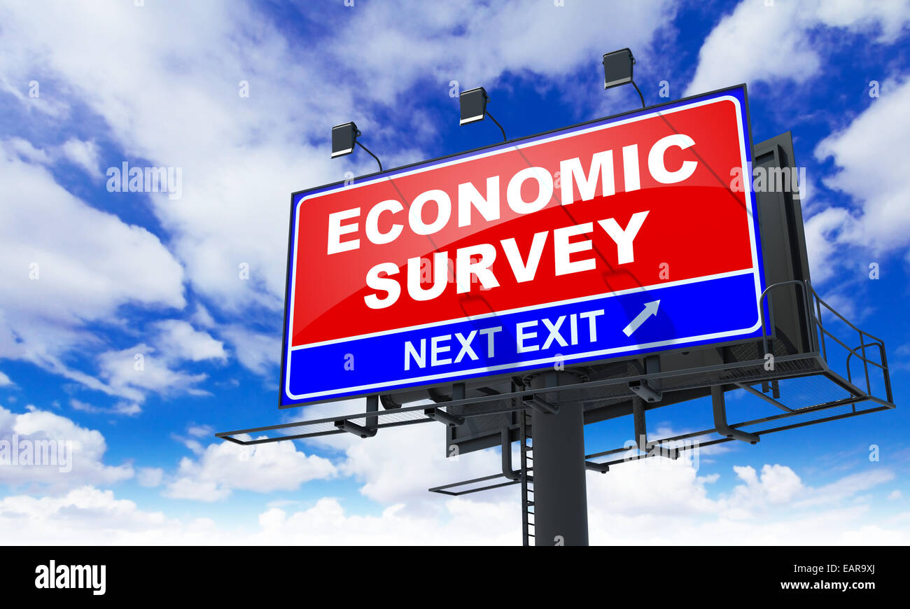 Economic Survey on Red Billboard Stock Photo - Alamy