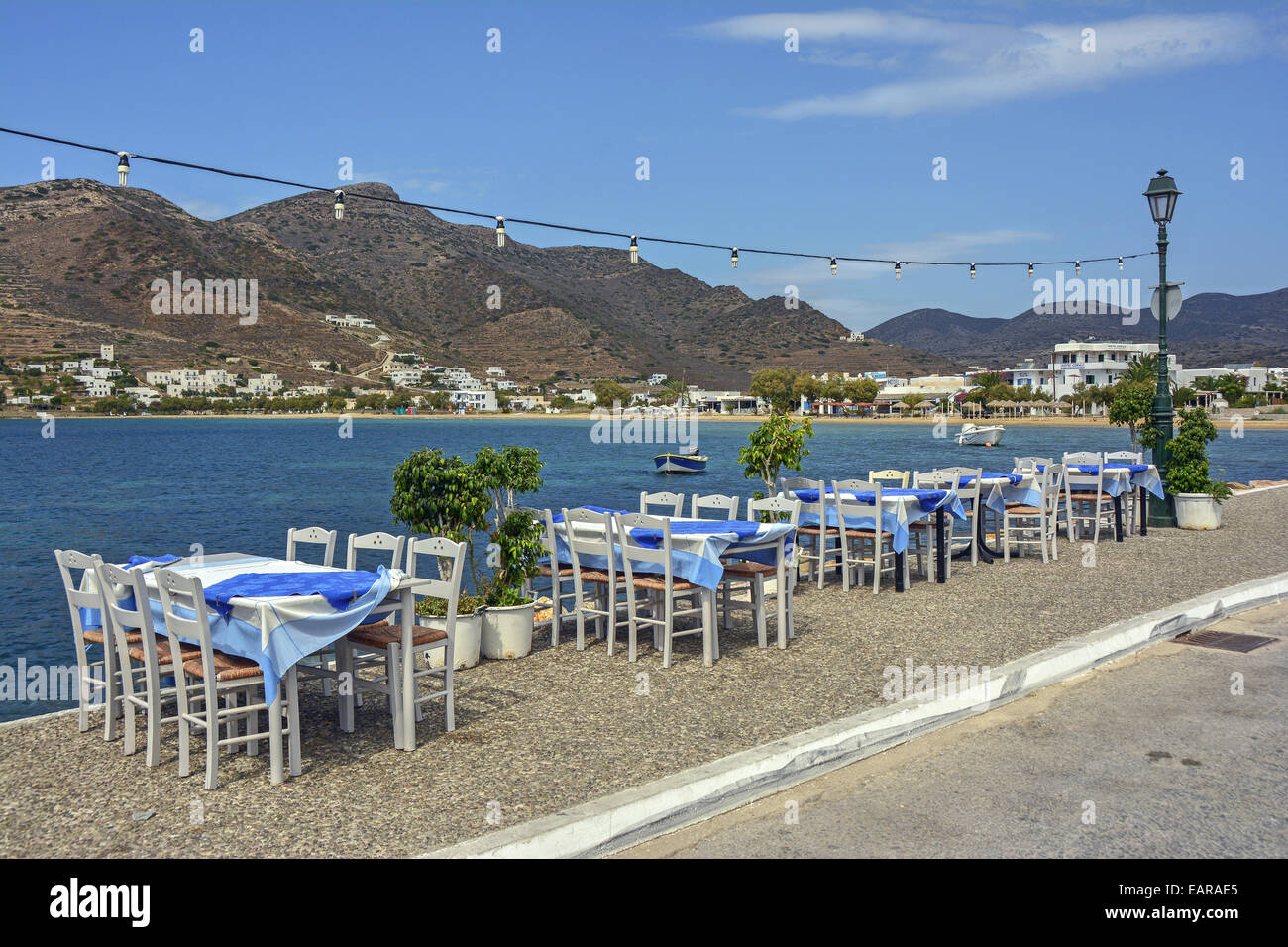 A traditional Greek tavern at Ormos bay next to Yialos beach and the ...