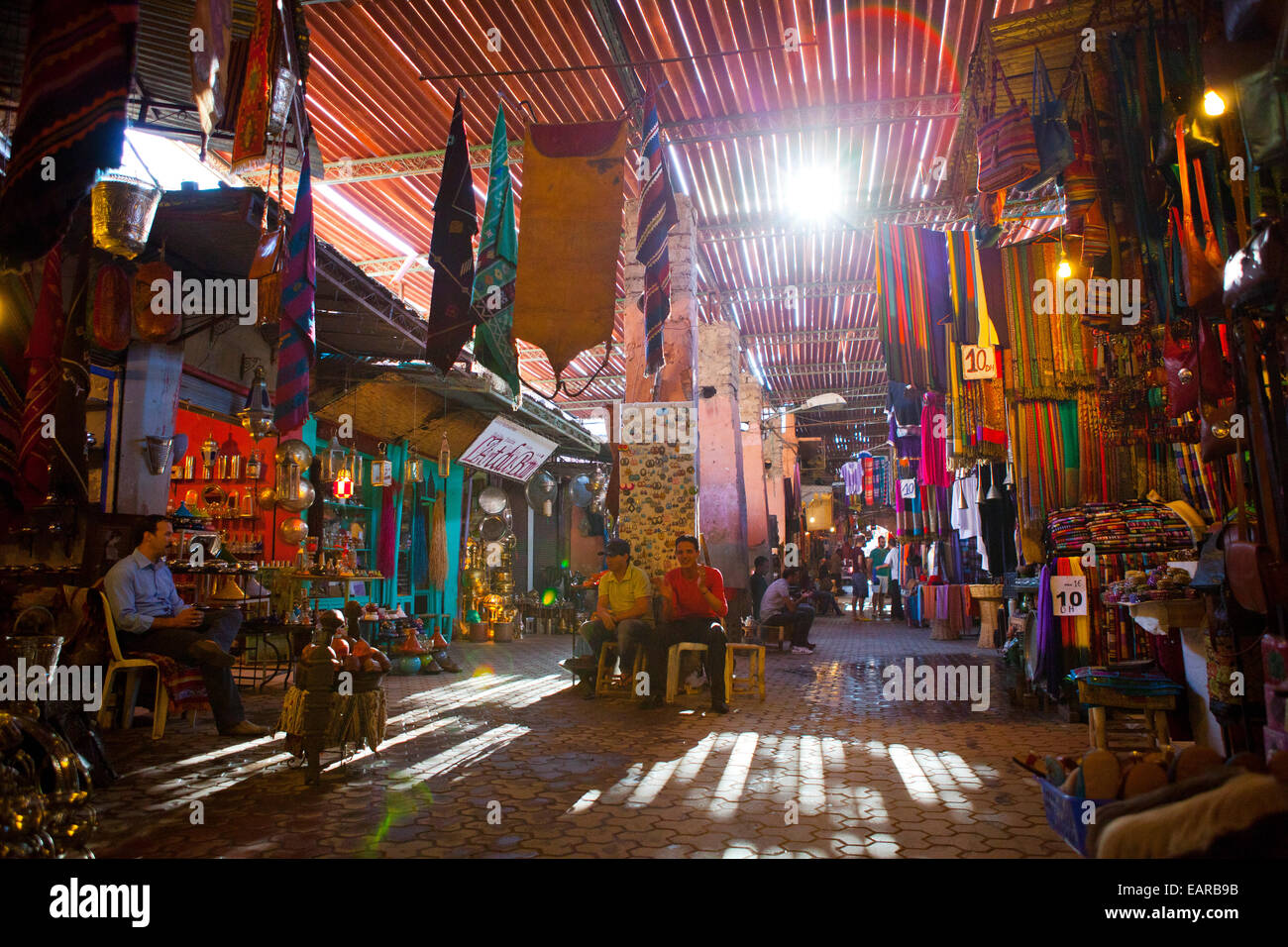 Sheds in the main market of Marrakech Stock Photo - Alamy