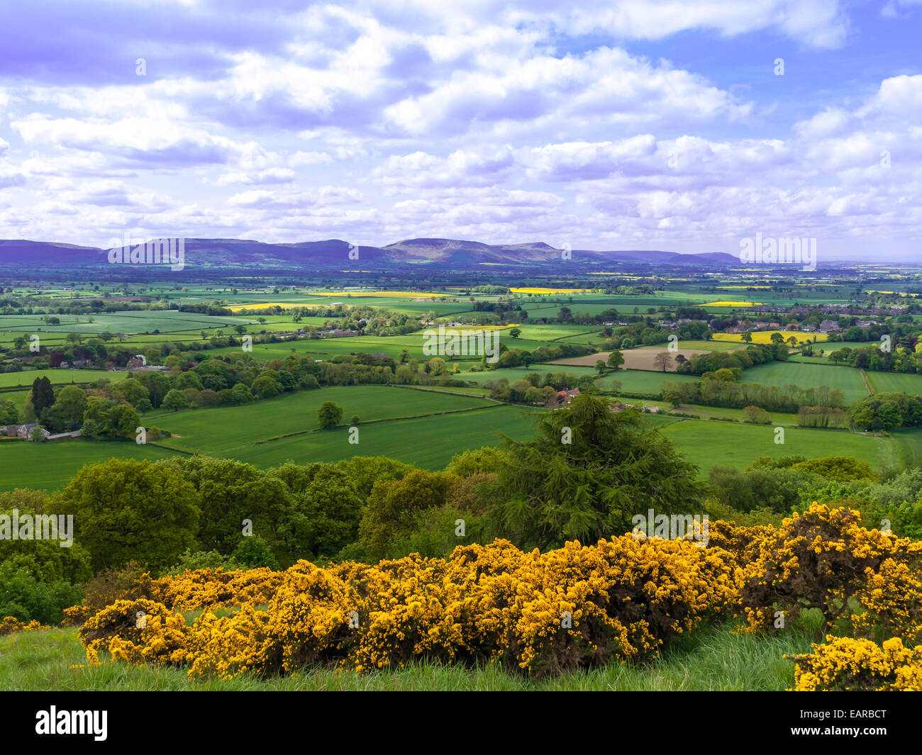 Springtime in North Yorkshire, the Cleveland hills seen from Easby Moor ...