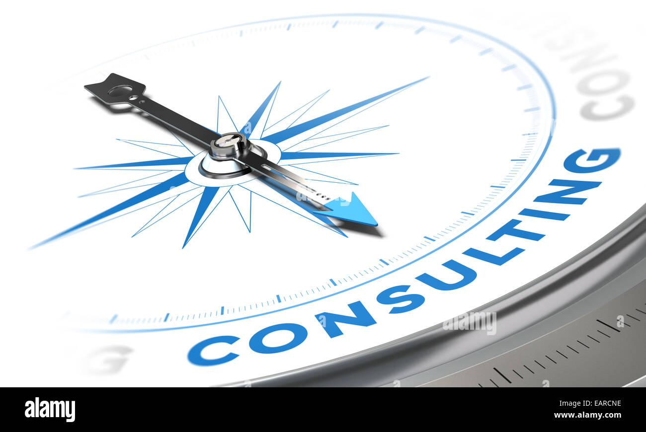 Business consulting concept image, Compass with needle pointing the ...